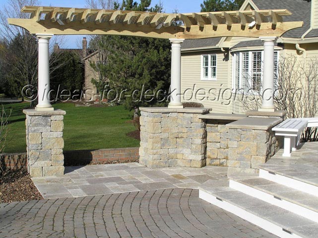Wooden Deck With Stone Pavers